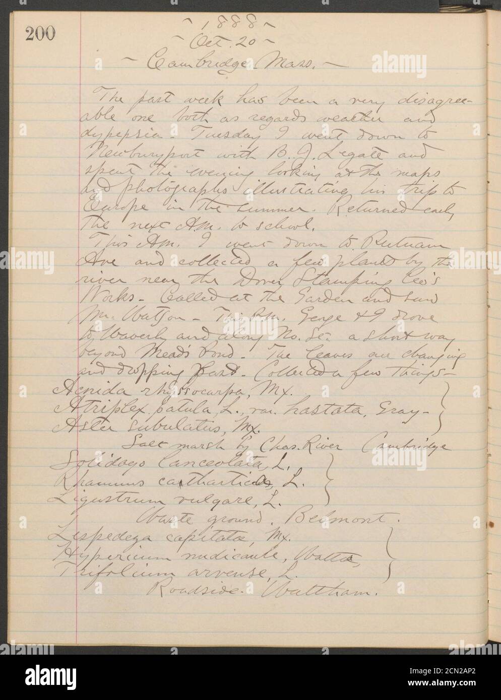 Journal, 1887-1890 (inclusive) (Page 200 Stock Photo - Alamy