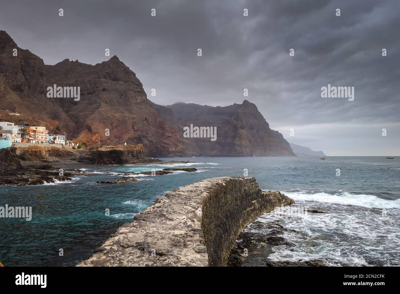 Cliffs and ocean view in Ponta do Sol, Santo Antao island, Cape Verde ...