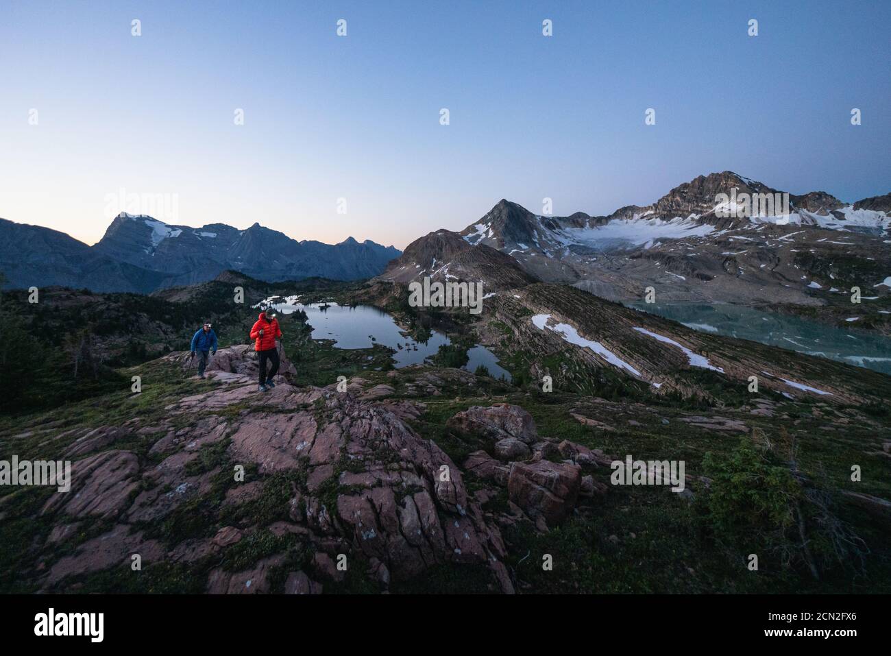 Exploring Limestone Lakes in the Canadian Rockies by Headlamp Stock ...
