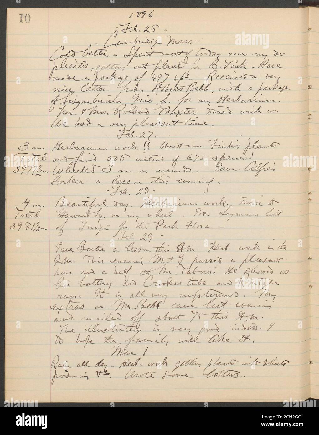 Journal,1895-1896 (bulk), 1895-1927 (inclusive) (Page 10 Stock Photo - Alamy