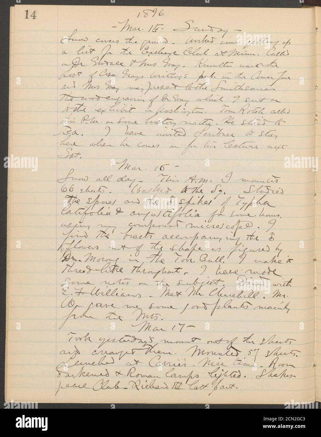 Journal,1895-1896 (bulk), 1895-1927 (inclusive) (Page 14 Stock Photo ...