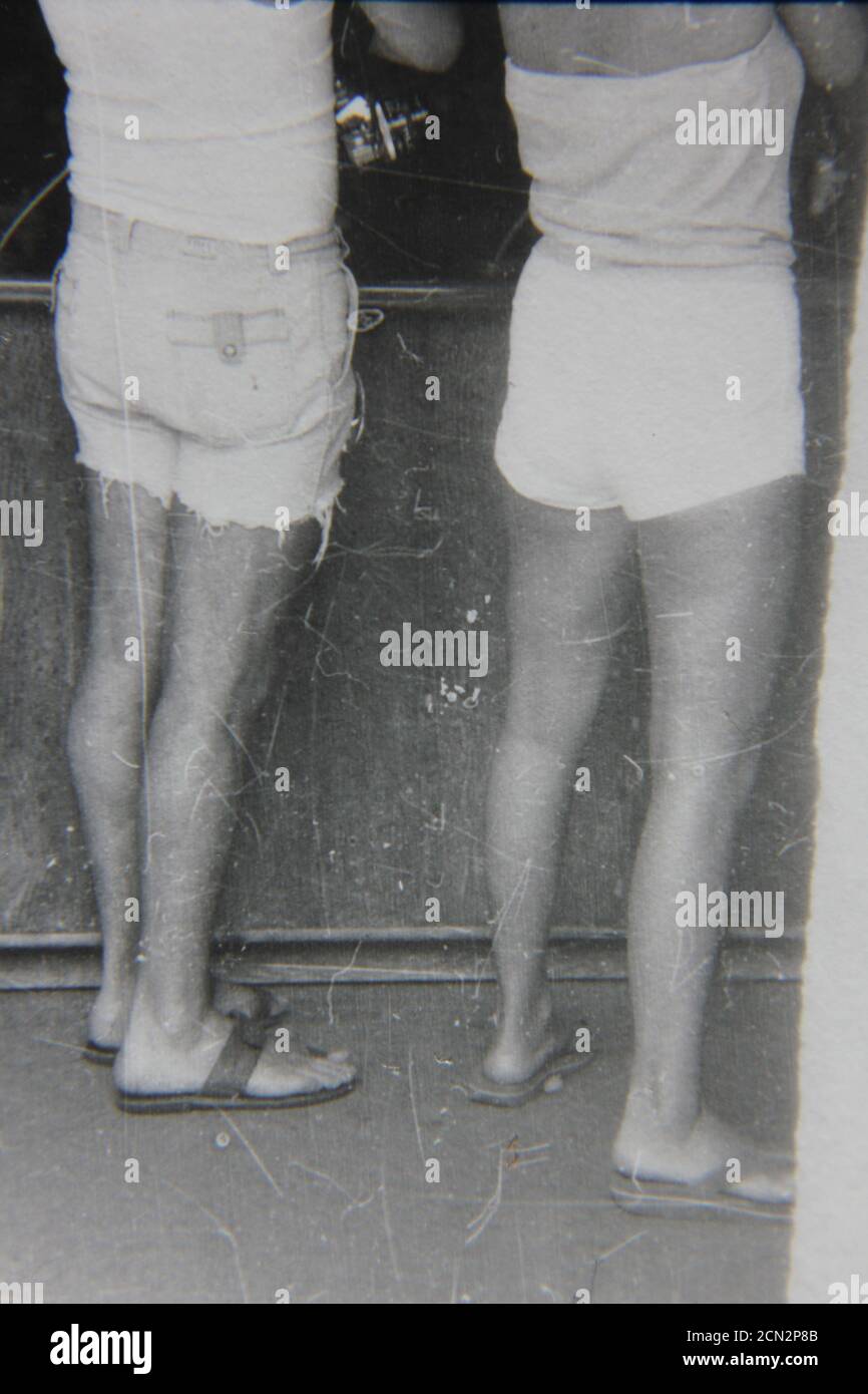 Fine 1970s vintage black and white photography of a couple standing ...