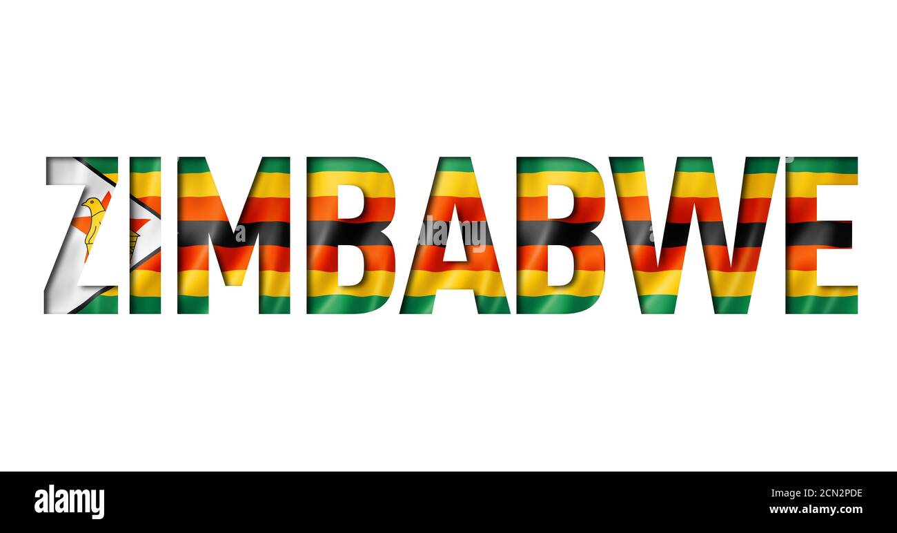 Zimbabwe flag text font Stock Photo - Alamy