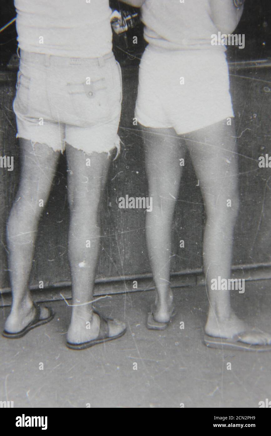 Fine 1970s vintage black and white photography of a couple standing ...
