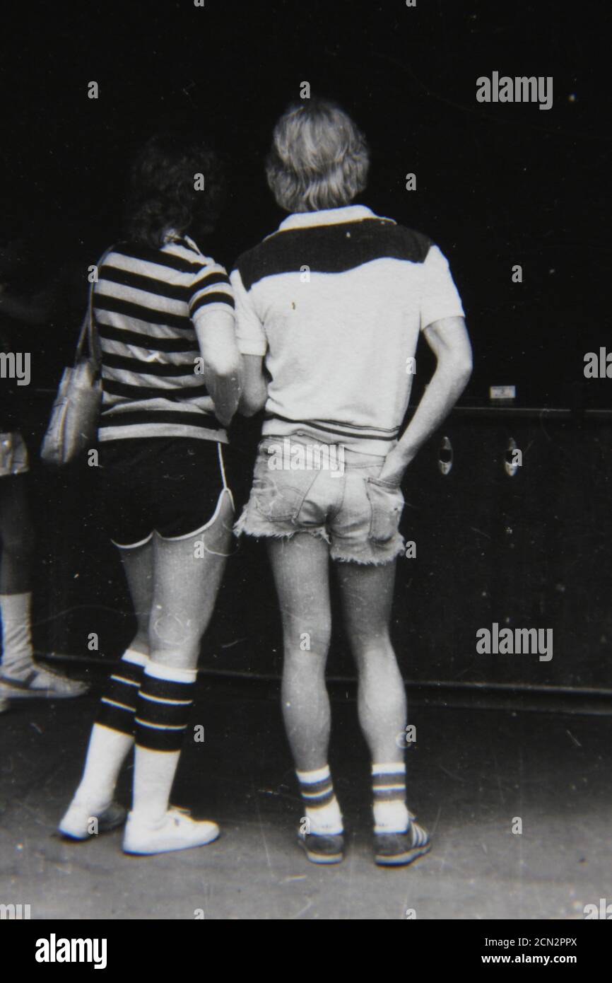 Fine 1970s vintage black and white photography of a couple standing ...