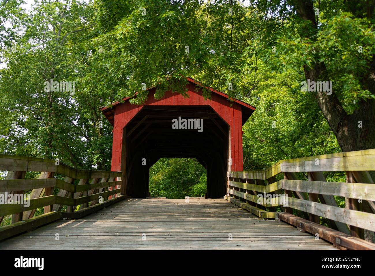 The Sugar Creek Covered Bridge on a beautiful September morning ...
