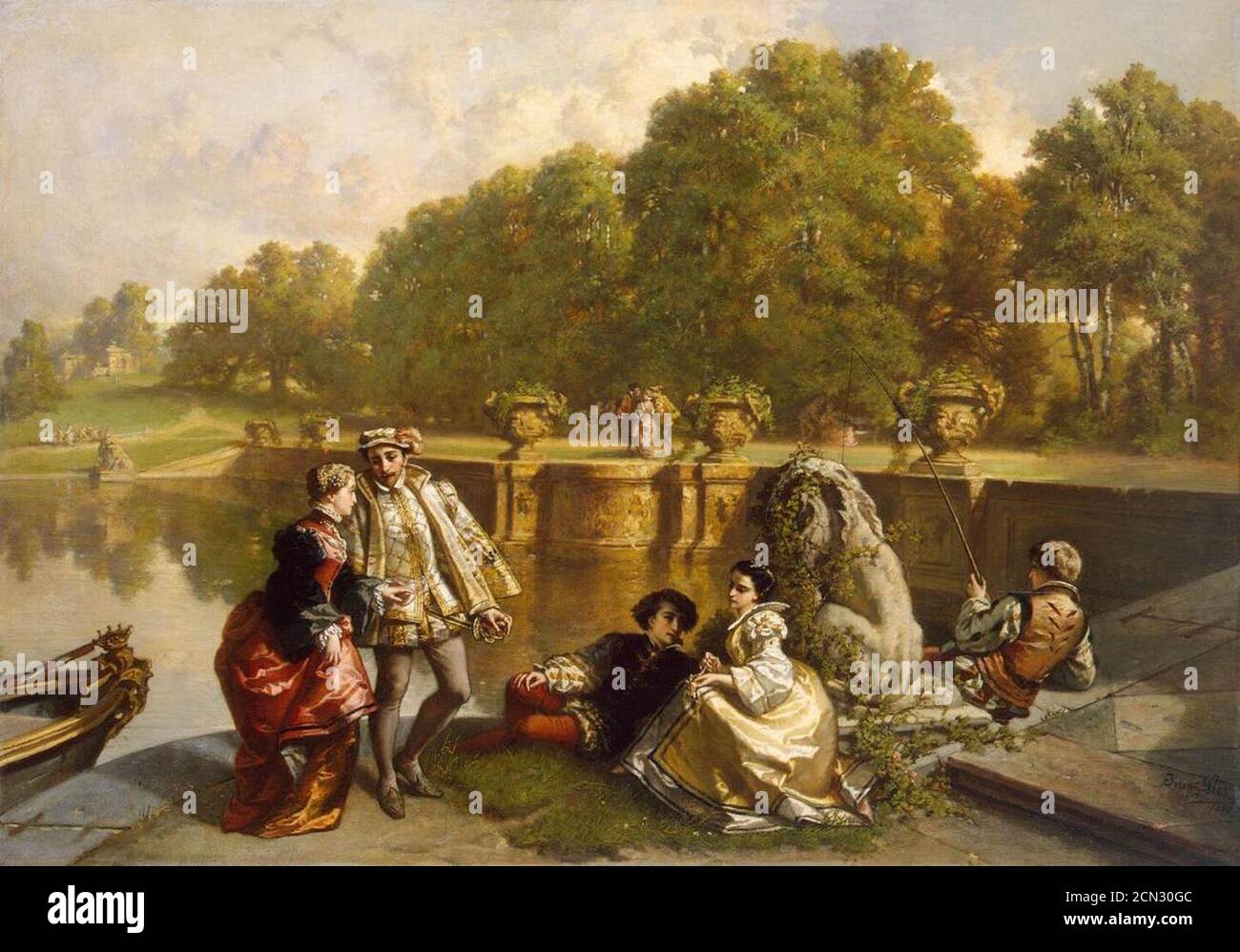 Jozef Hubert Lies - Scene in a Park Stock Photo - Alamy