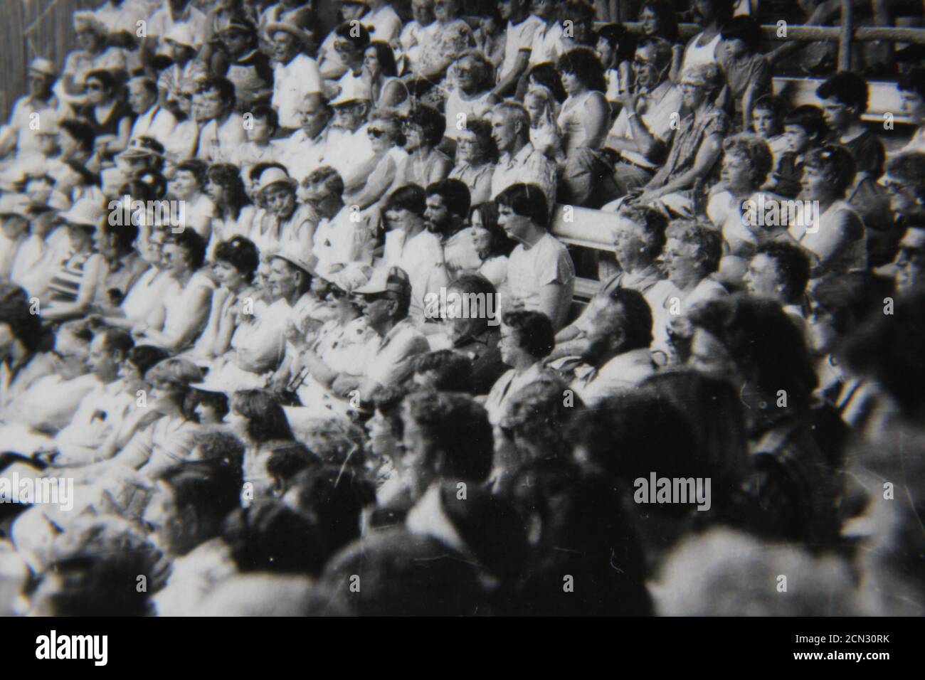 Fine 1970s vintage black and white photography of a crowded audience ...