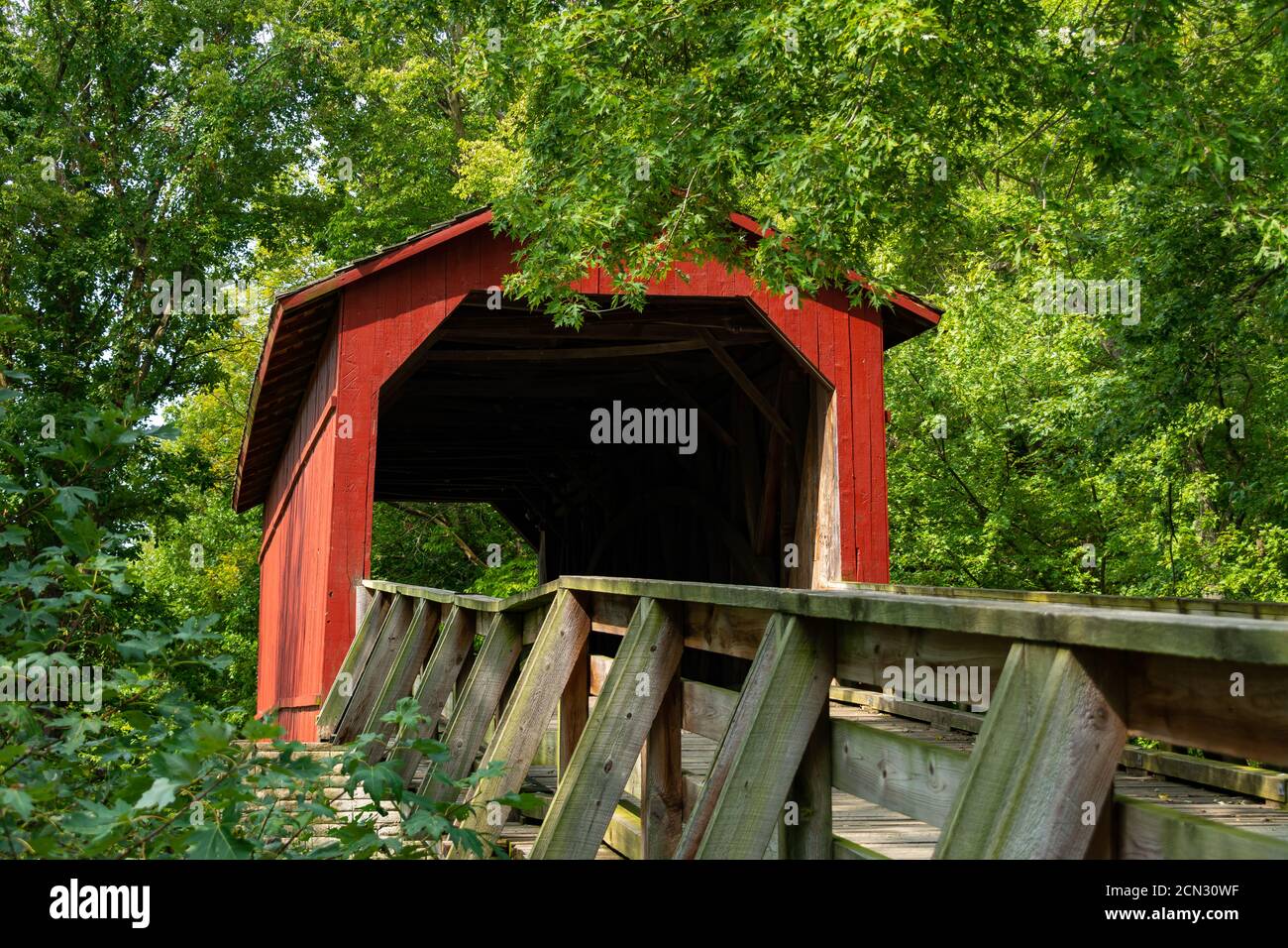 The Sugar Creek Covered Bridge on a beautiful September morning ...