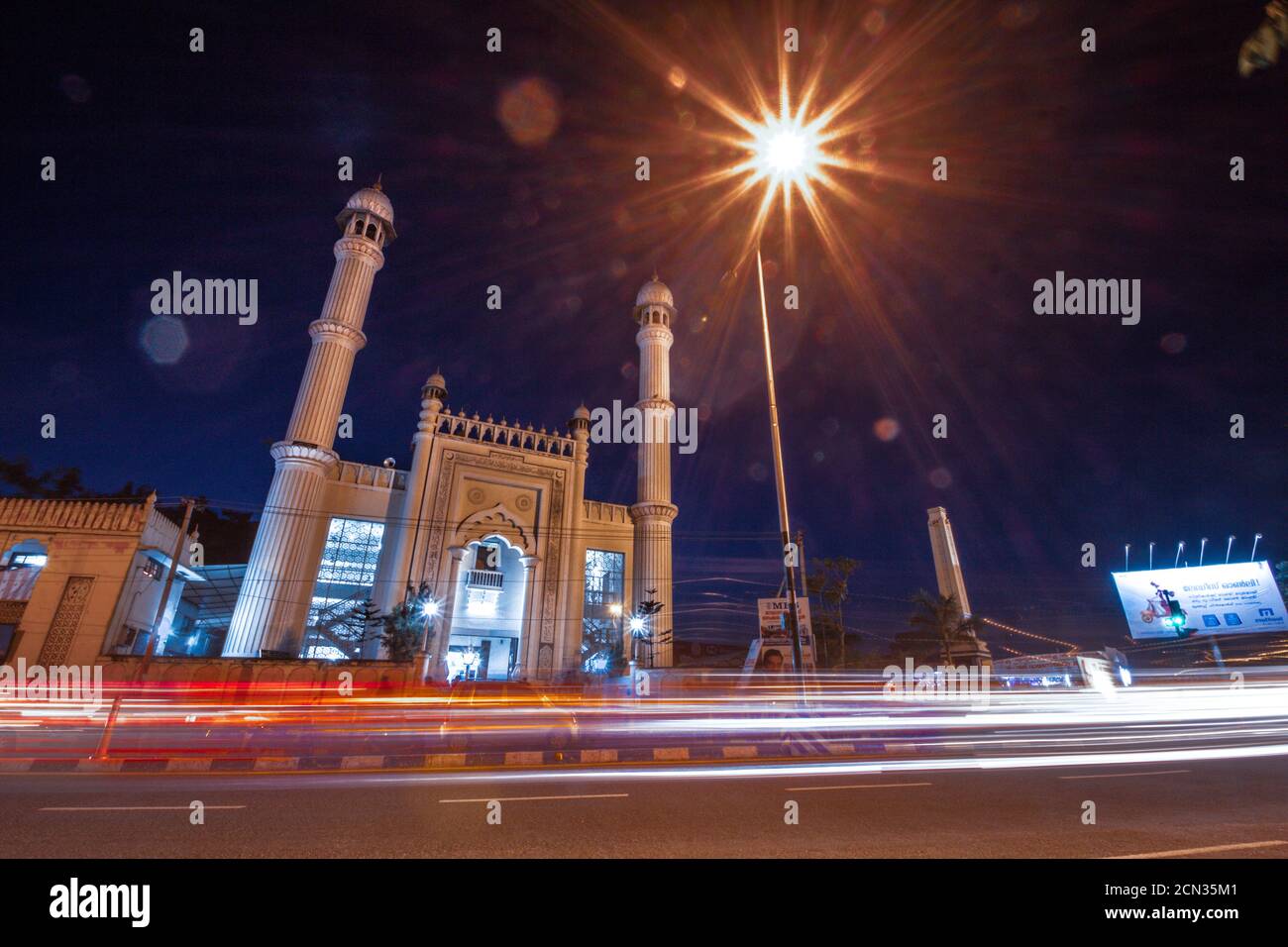 Night view of palayam juma masjid, thiruvananthapuram, kerala, India ...