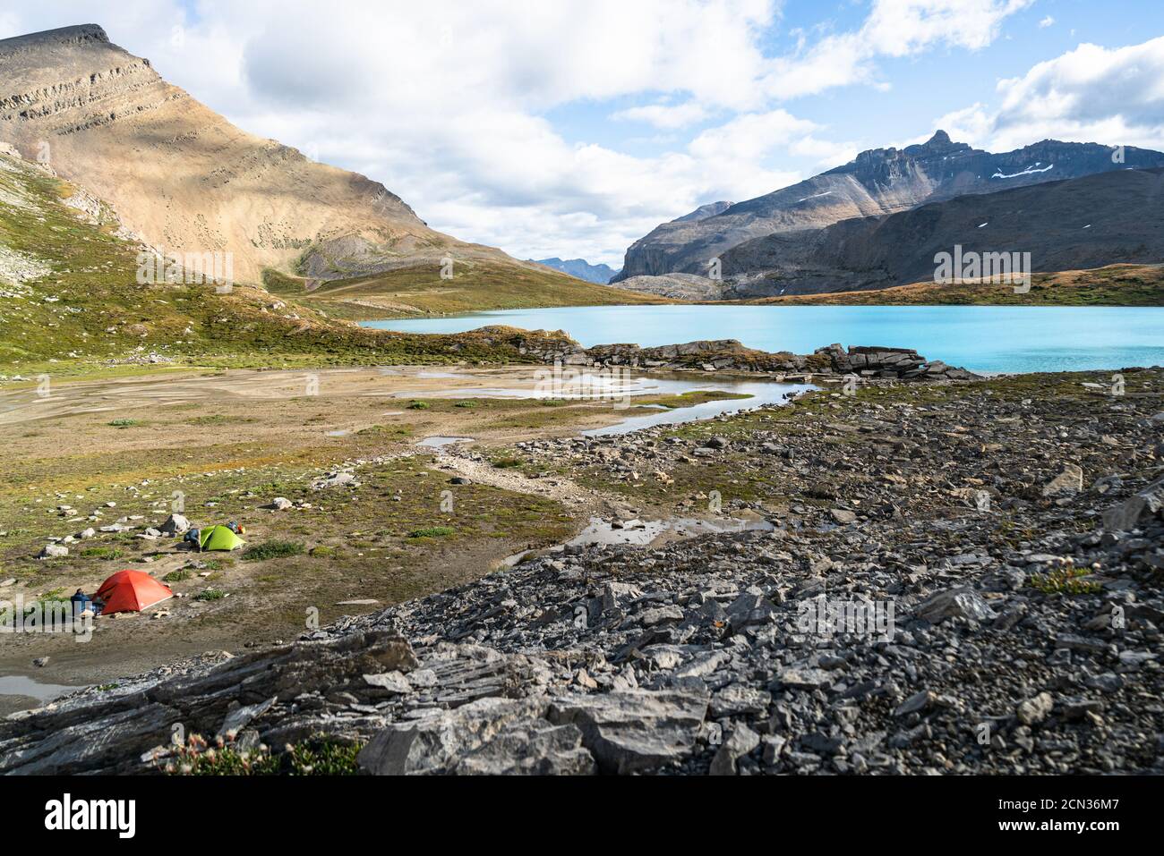 Camping in the Canadian Alpine at Michelle Lakes Backcountry Area Stock ...