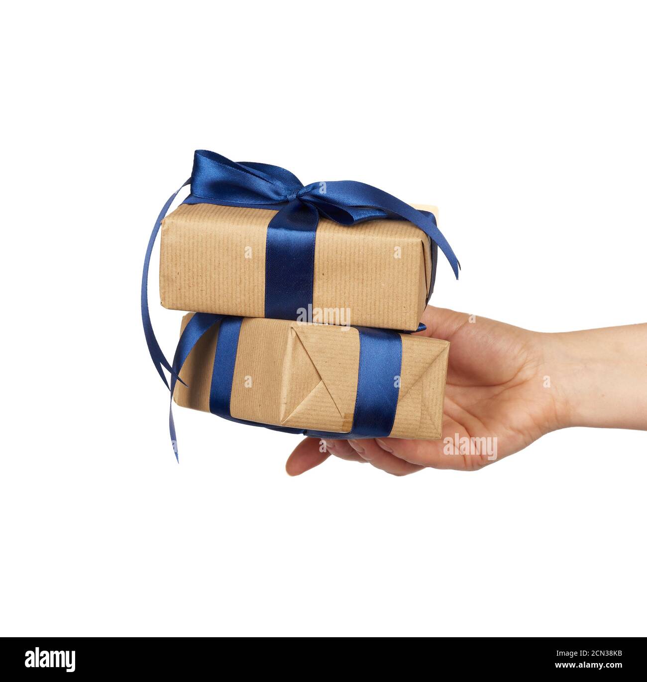 Woman giving wrapped birthday present Cut Out Stock Images & Pictures ...