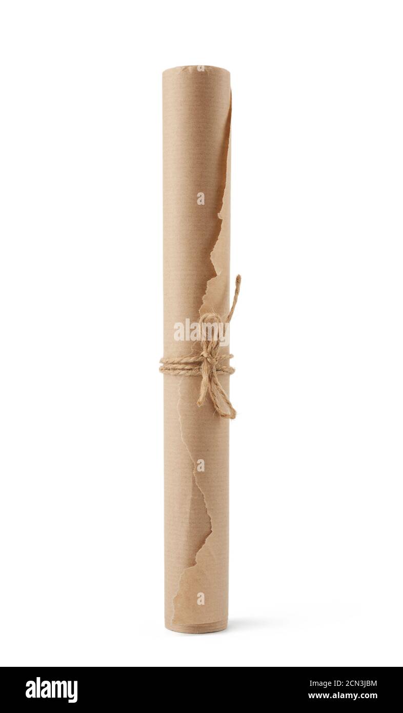 twisted roll of brown paper tied with a rope Stock Photo - Alamy