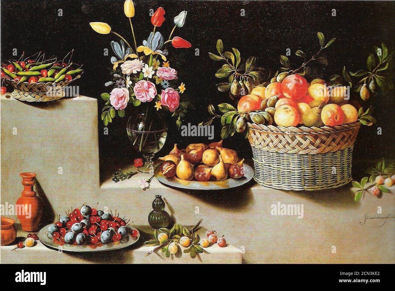 Juan van der Hamen y León - Stillleben mit Blumen und Früchten Stock ...