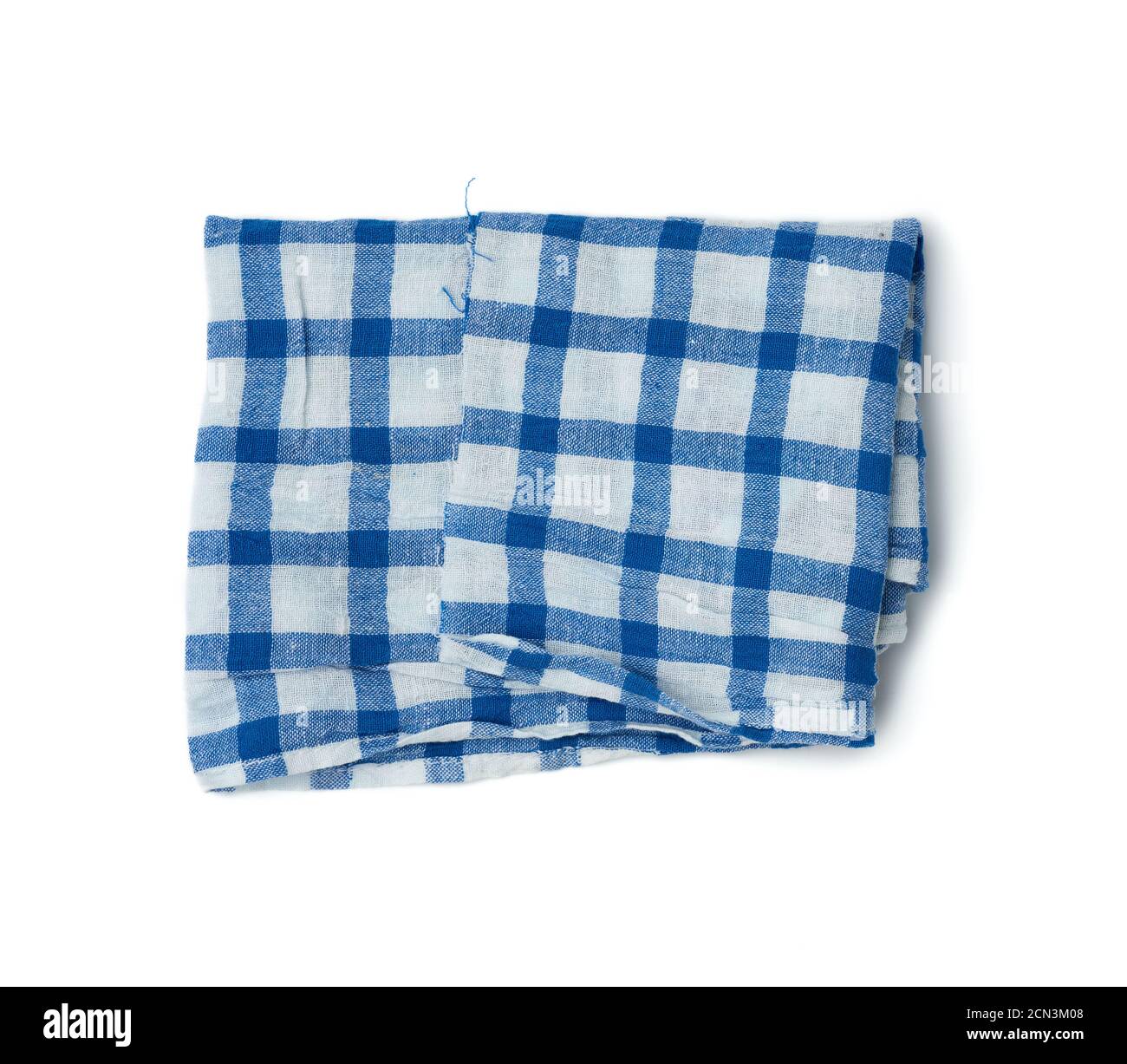folded white cotton fabric with blue stripes isolated on white ...