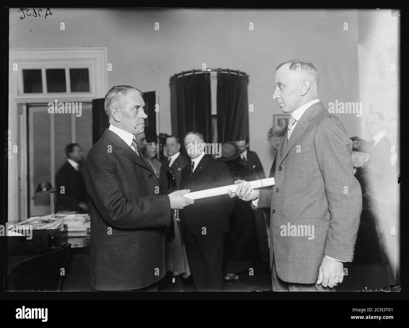 Judge Moss, right, giving Adm. Billard his commission as new Commandant ...