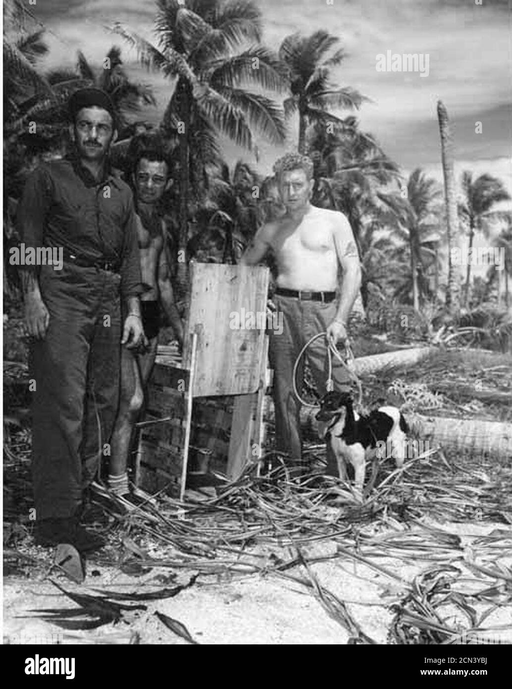 John Donofiro Milton Wise and Earl Christman with stray dog Bikini ...