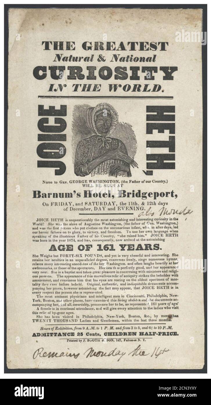 Joice heth hi-res stock photography and images - Alamy Joice heth hi-res stock photography and images - Alamy