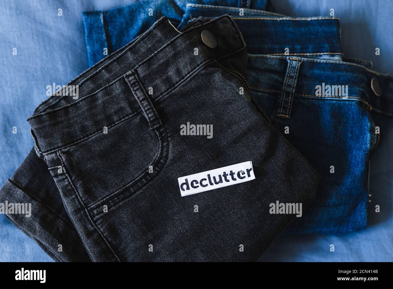 tidying up and organizing your wardrobe, Declutter label on different ...