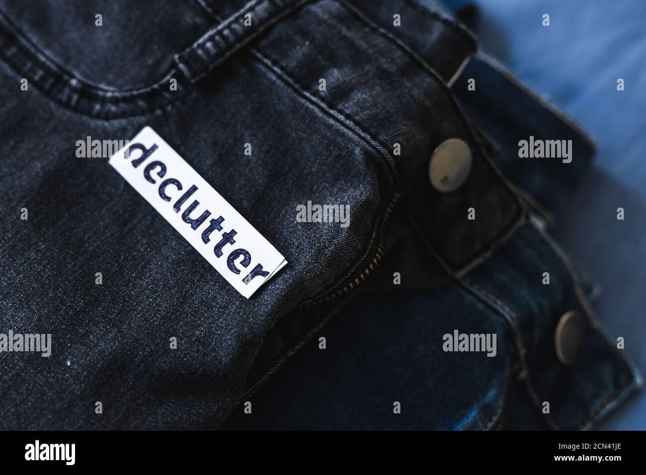 tidying up and organizing your wardrobe, Declutter label on different ...