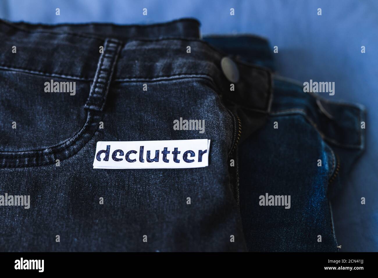 tidying up and organizing your wardrobe, Declutter label on different ...