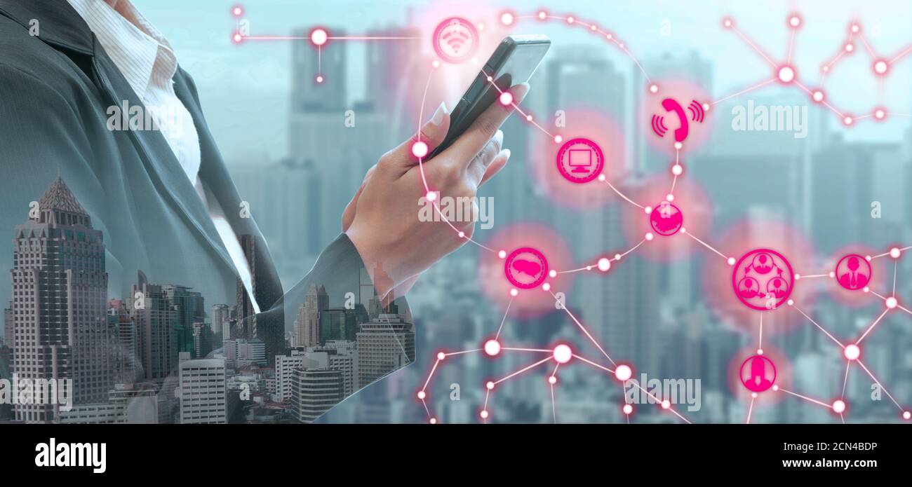 Mobile Phone Network And Wireless Communication Concept Internet Of