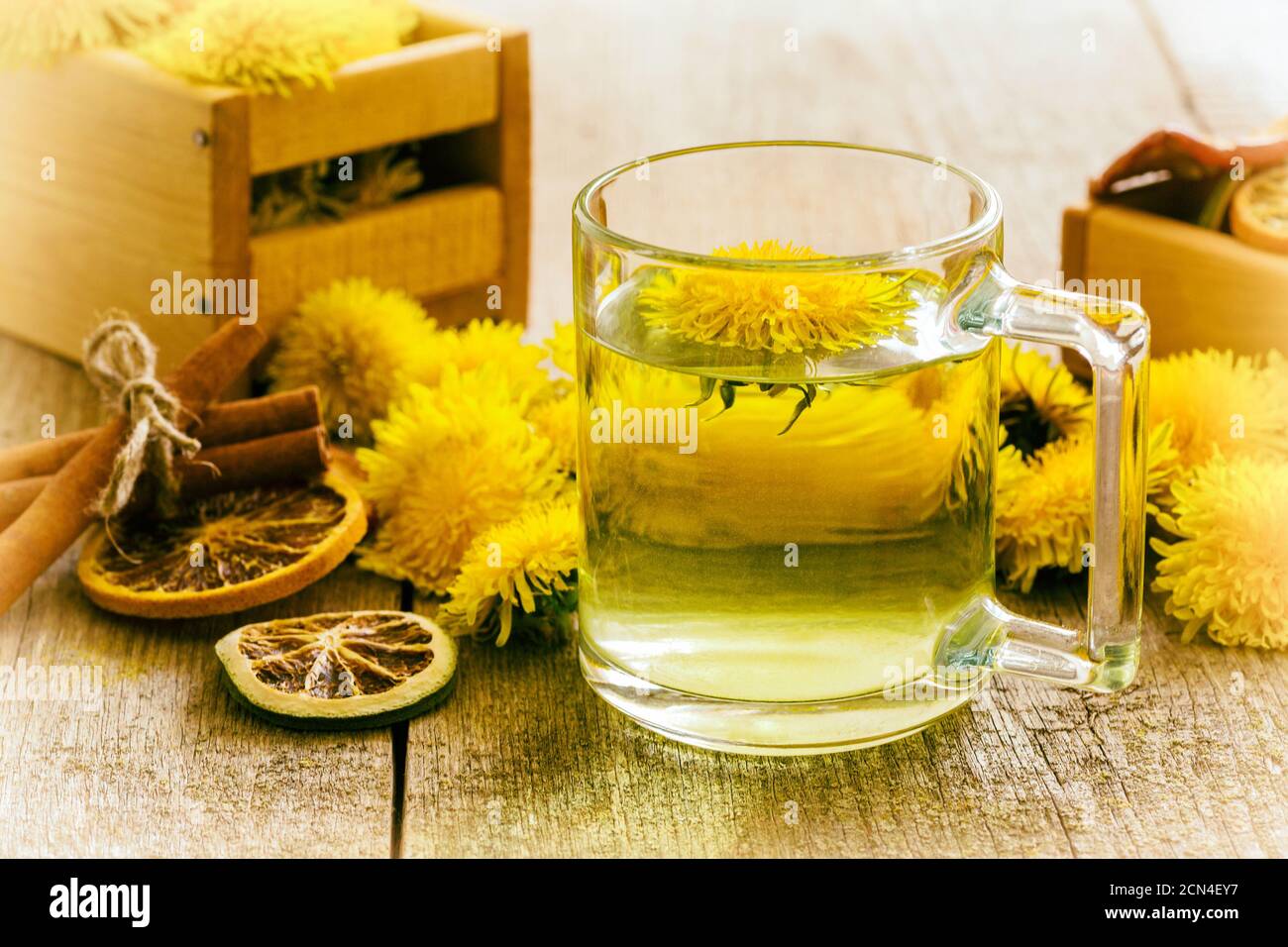 Cup of dandelion tea Stock Photo - Alamy