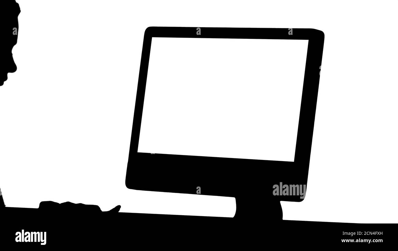 Silhouette Woman using computer Stock Photo - Alamy