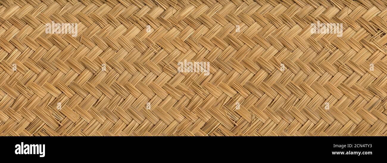 Woven bamboo mat texture banner Stock Photo - Alamy