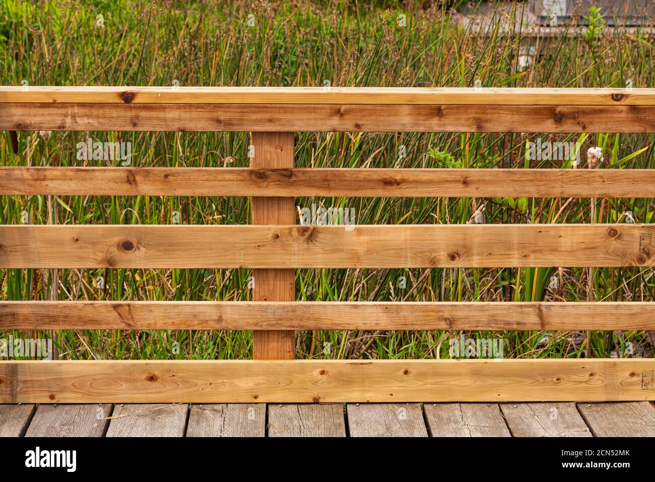 Recently erected new wooden fence on London Landing pier in Steveston ...