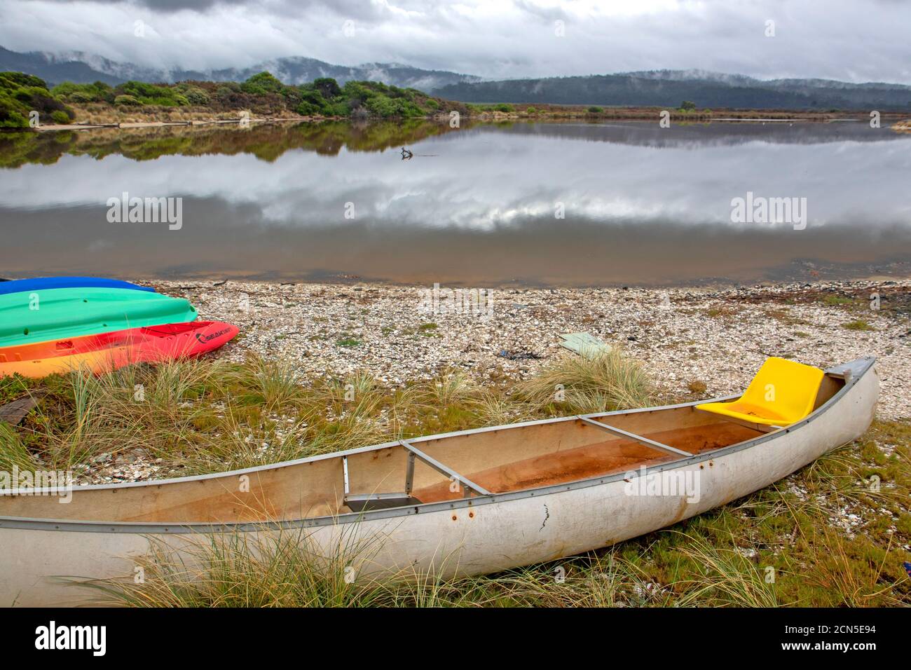 Henderson Lagoon at Falmouth on the east coast of Tasmania Stock Photo ...