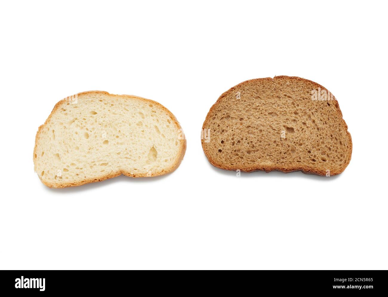 two slices of bread isolated on white background Stock Photo - Alamy