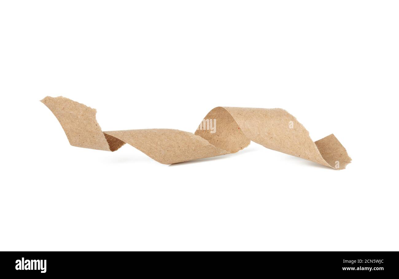 twisted strip of brown craft paper isolated on white background Stock ...