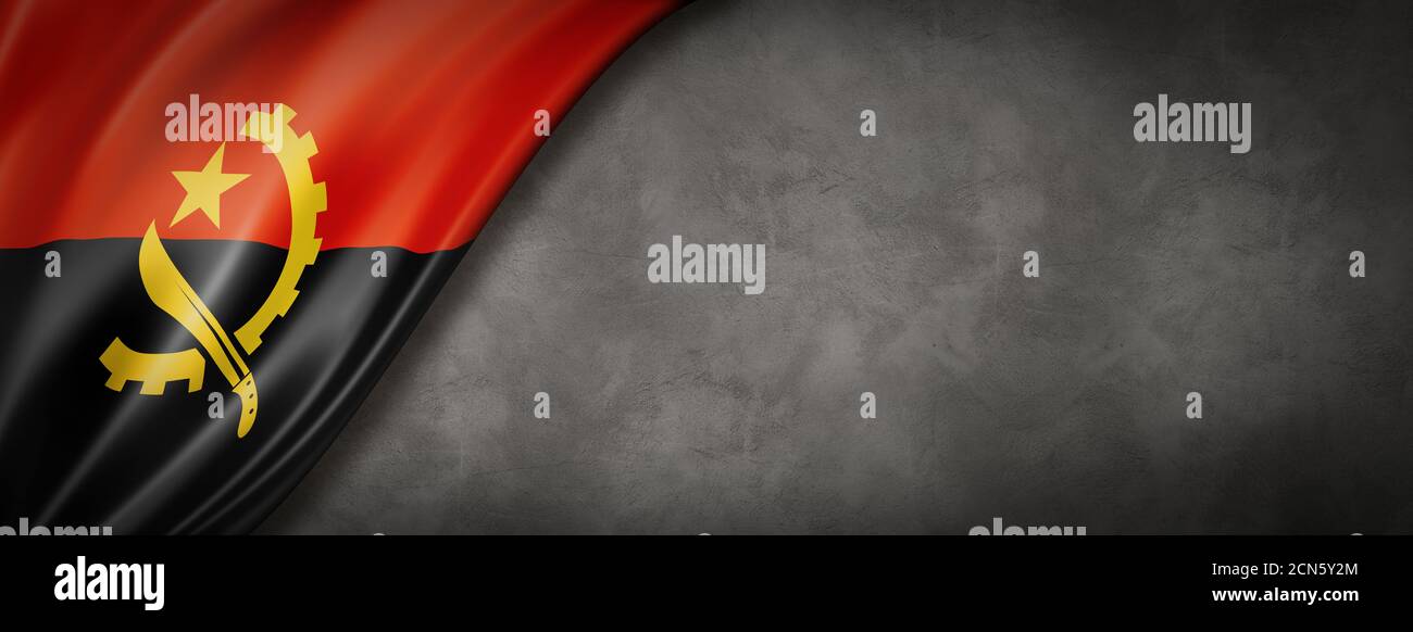 Angolan flag on concrete wall banner Stock Photo - Alamy