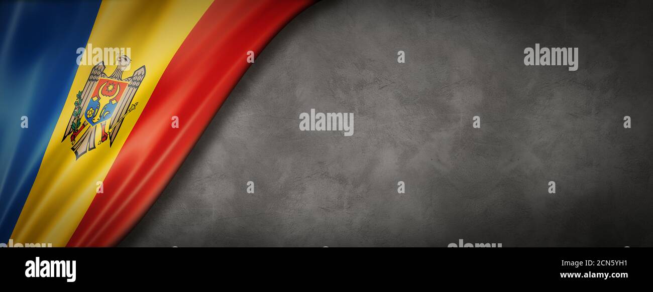 Moldova flag on concrete wall banner Stock Photo - Alamy