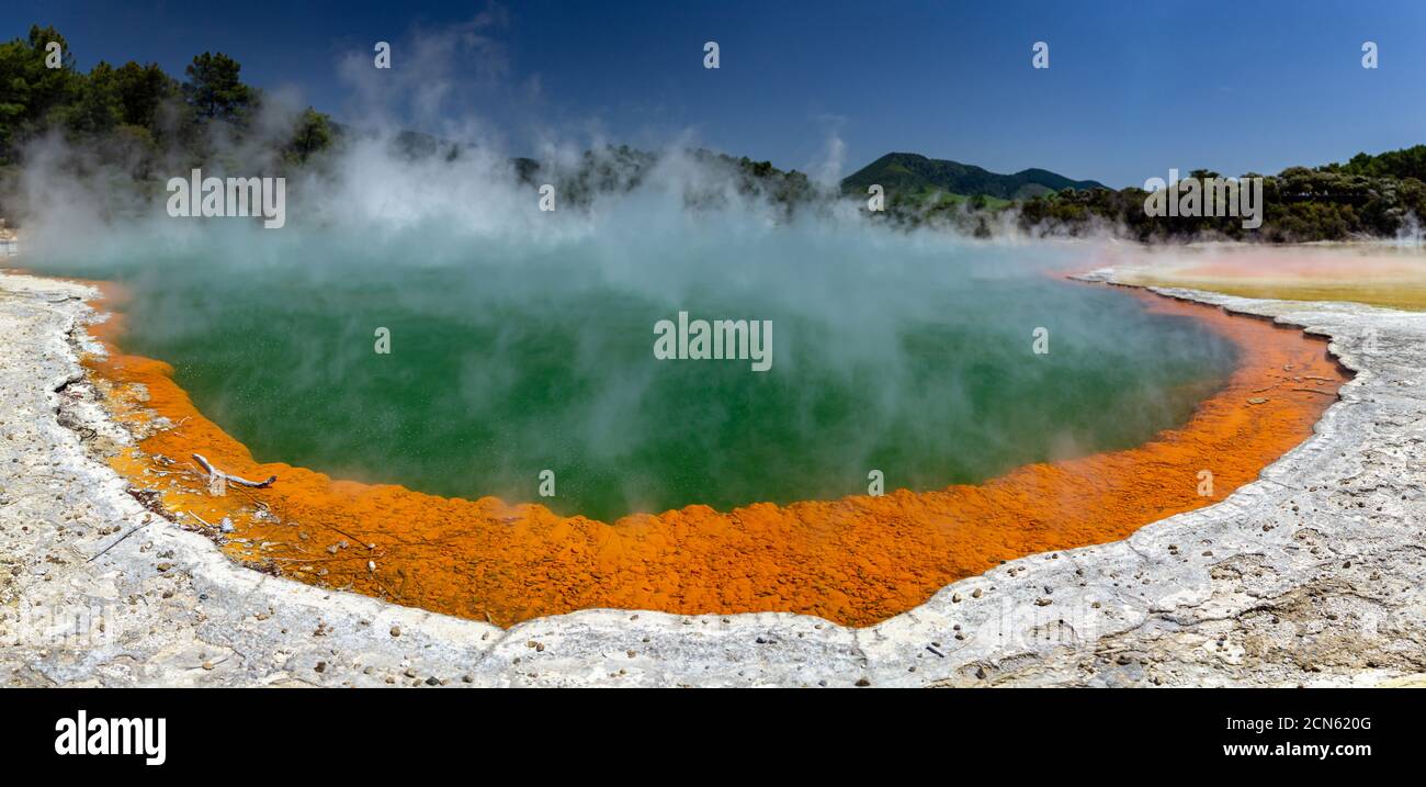 Champagne Pool geothermal pond in the Waiotapu region of New Zealand ...