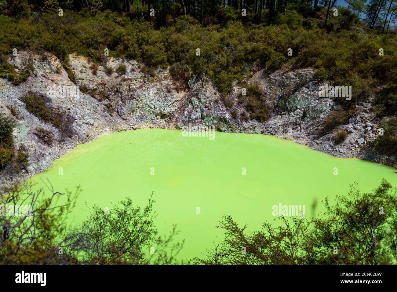 Devil's Bath geothermal pond in the Waiotapu region of New Zealand ...
