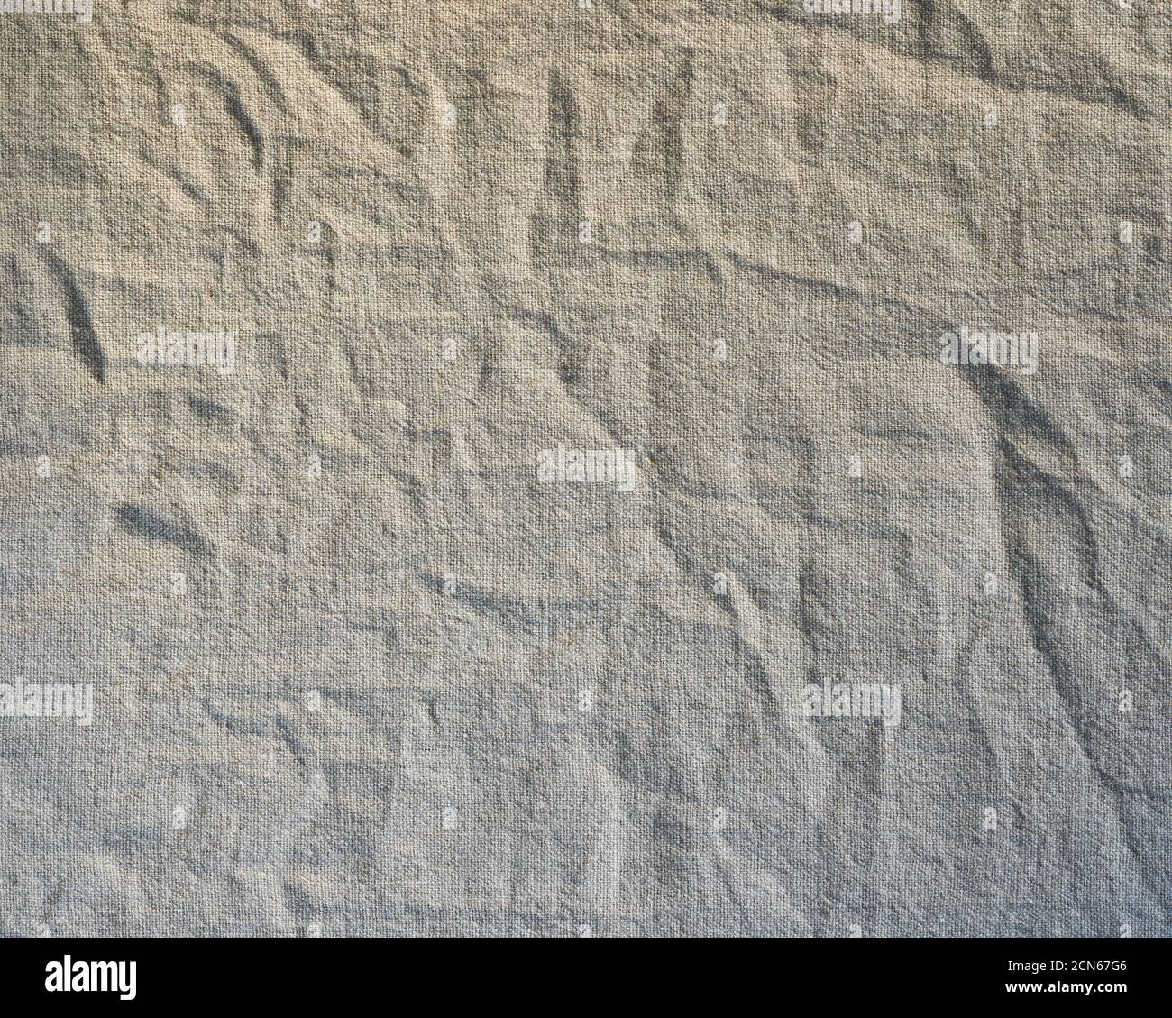 Natural linen texture background. Crumpled fabric of gray color, rough ...