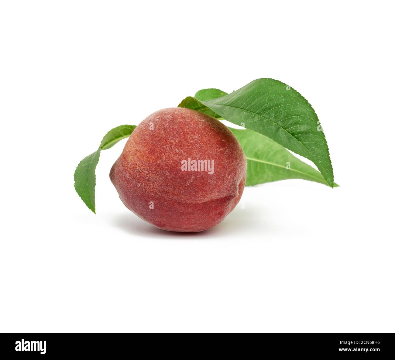 whole ripe red peach isolated on a white background Stock Photo - Alamy
