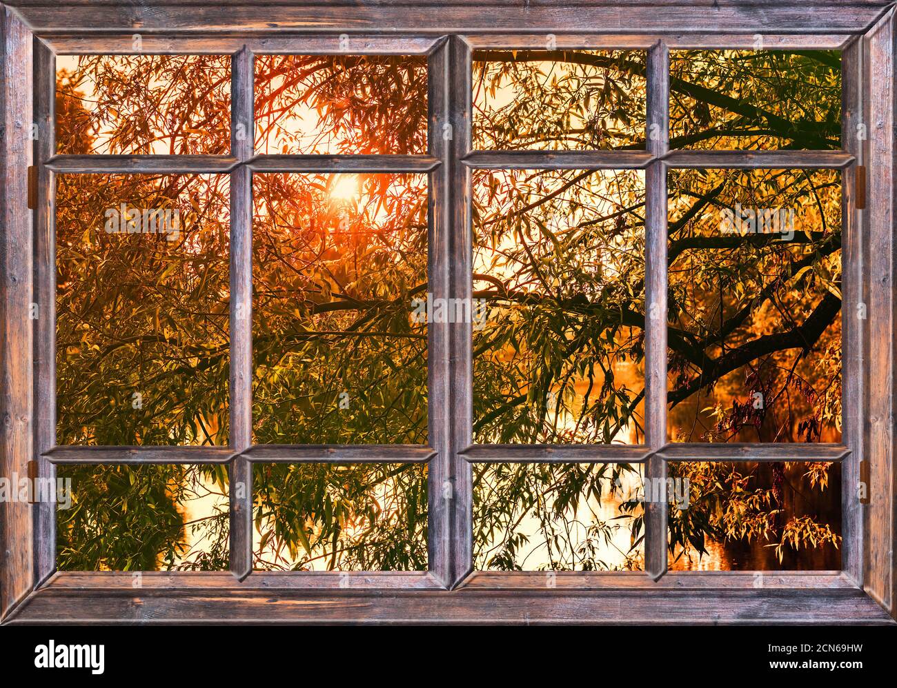 colorful sunrise view from the window Stock Photo - Alamy