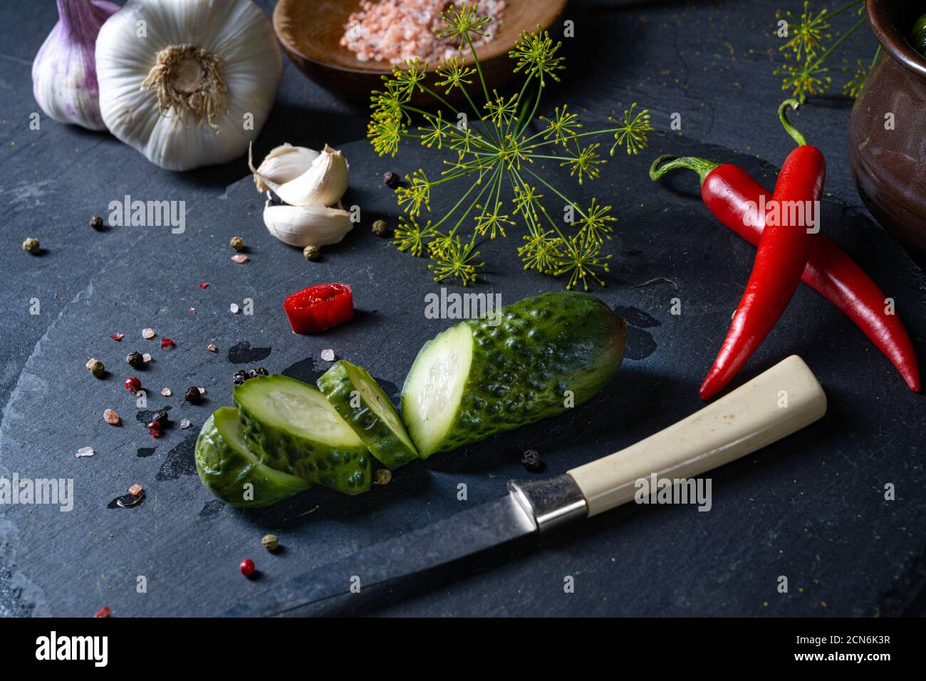rustic fresh pickled cucumber (polish malosolne Stock Photo - Alamy