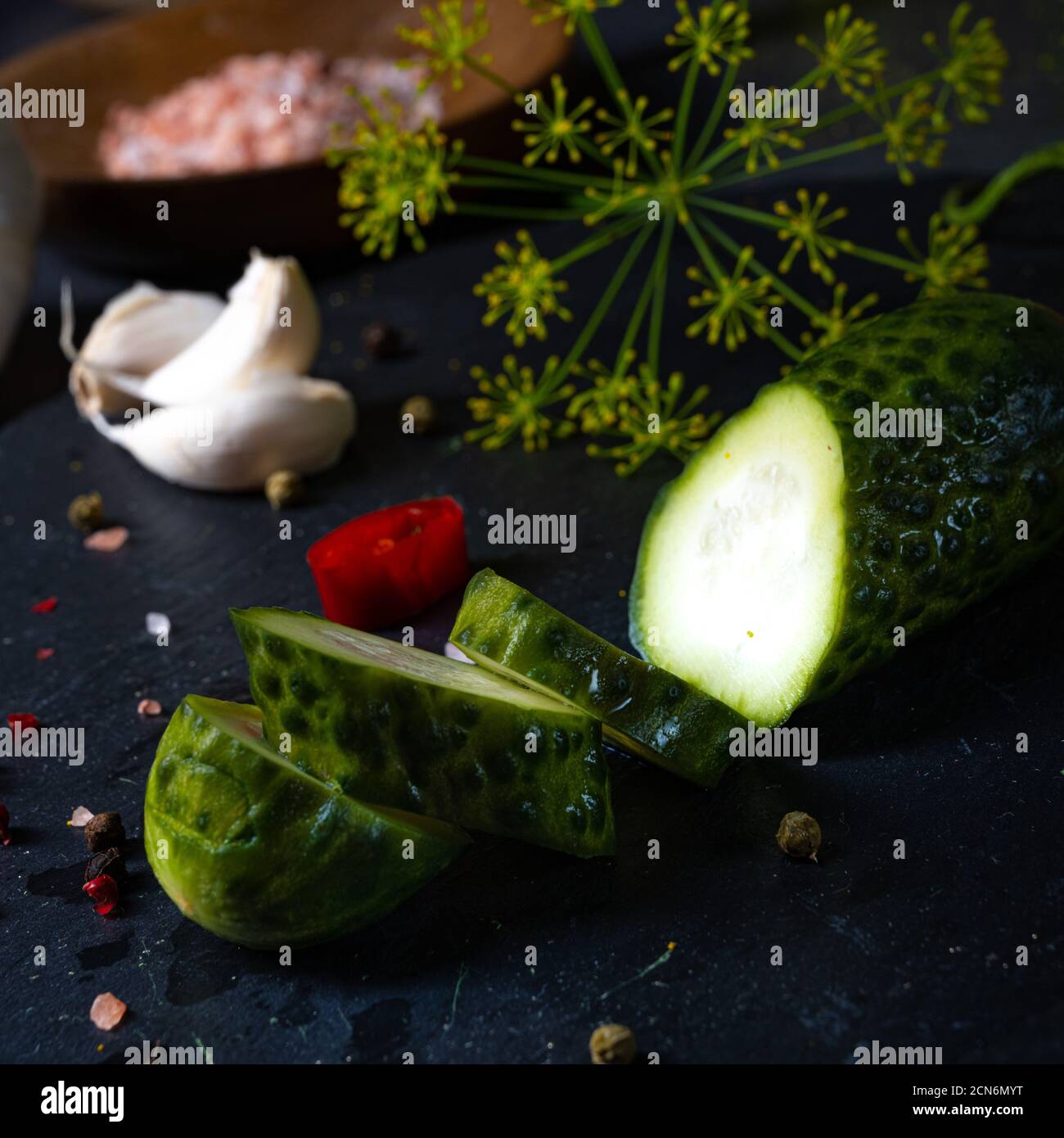 rustic fresh pickled cucumber (polish malosolne Stock Photo - Alamy