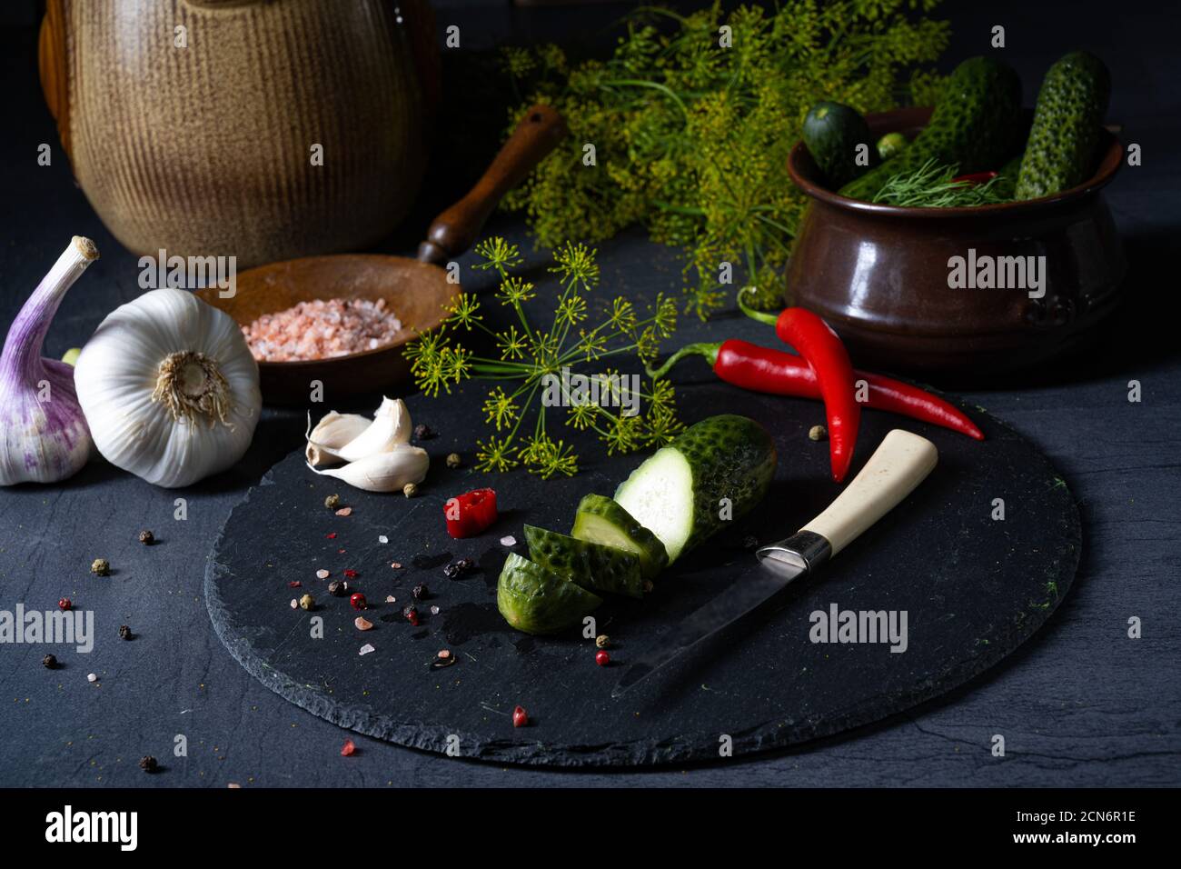 rustic fresh pickled cucumber (polish malosolne Stock Photo - Alamy