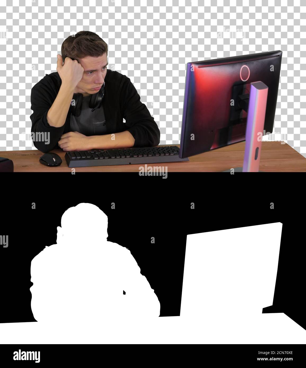 Upset gamer expressing disappointment watching online game, Alph Stock ...