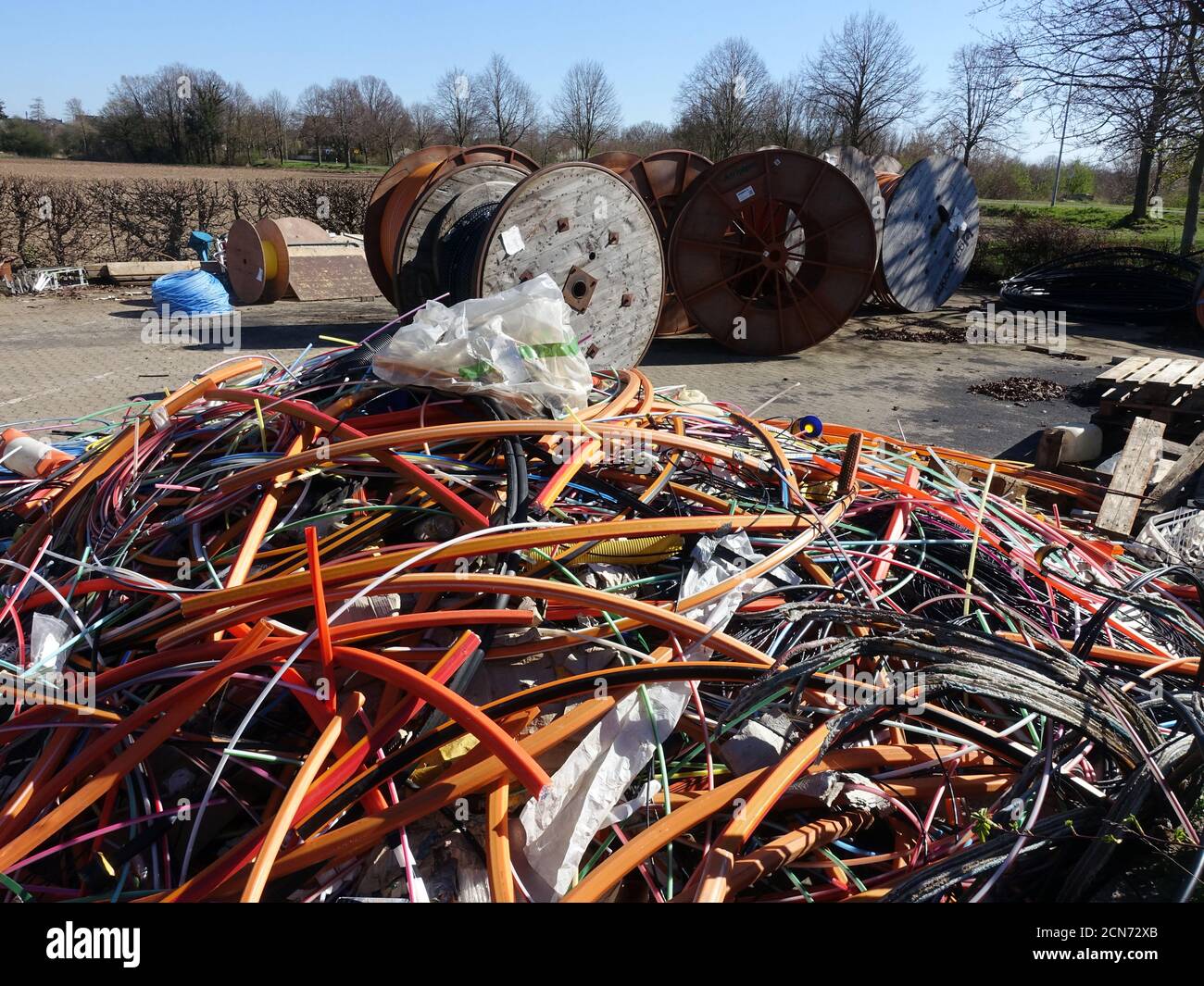 Rolls with fiber optic cables for fast internet as part of the ...