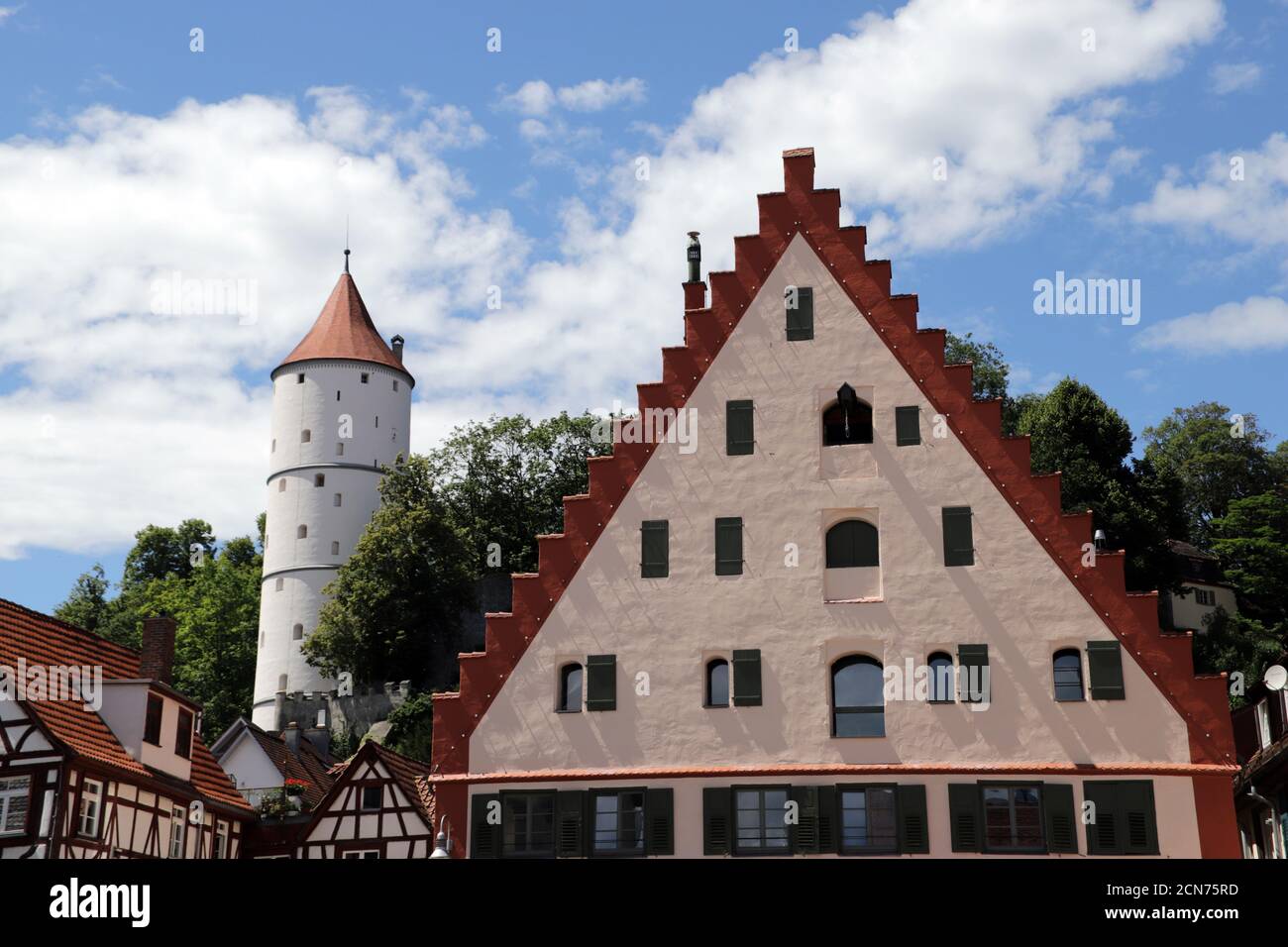 White tower, historical fortified tower and watchtower, Biberach Stock ...