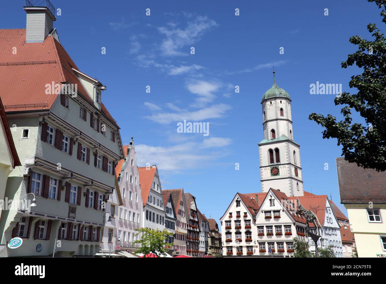 Market place in the historical old town, in the background the parish ...