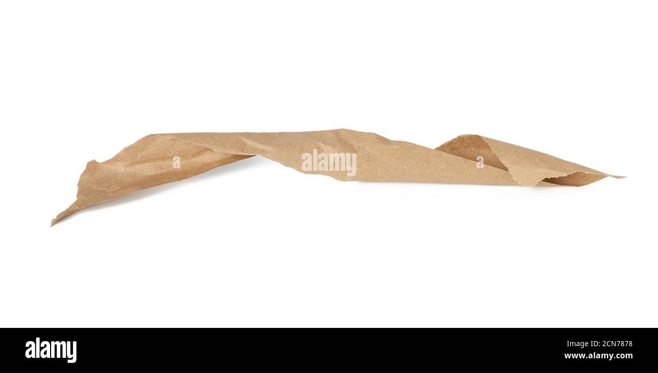 twisted strip of brown craft paper isolated on white background Stock ...
