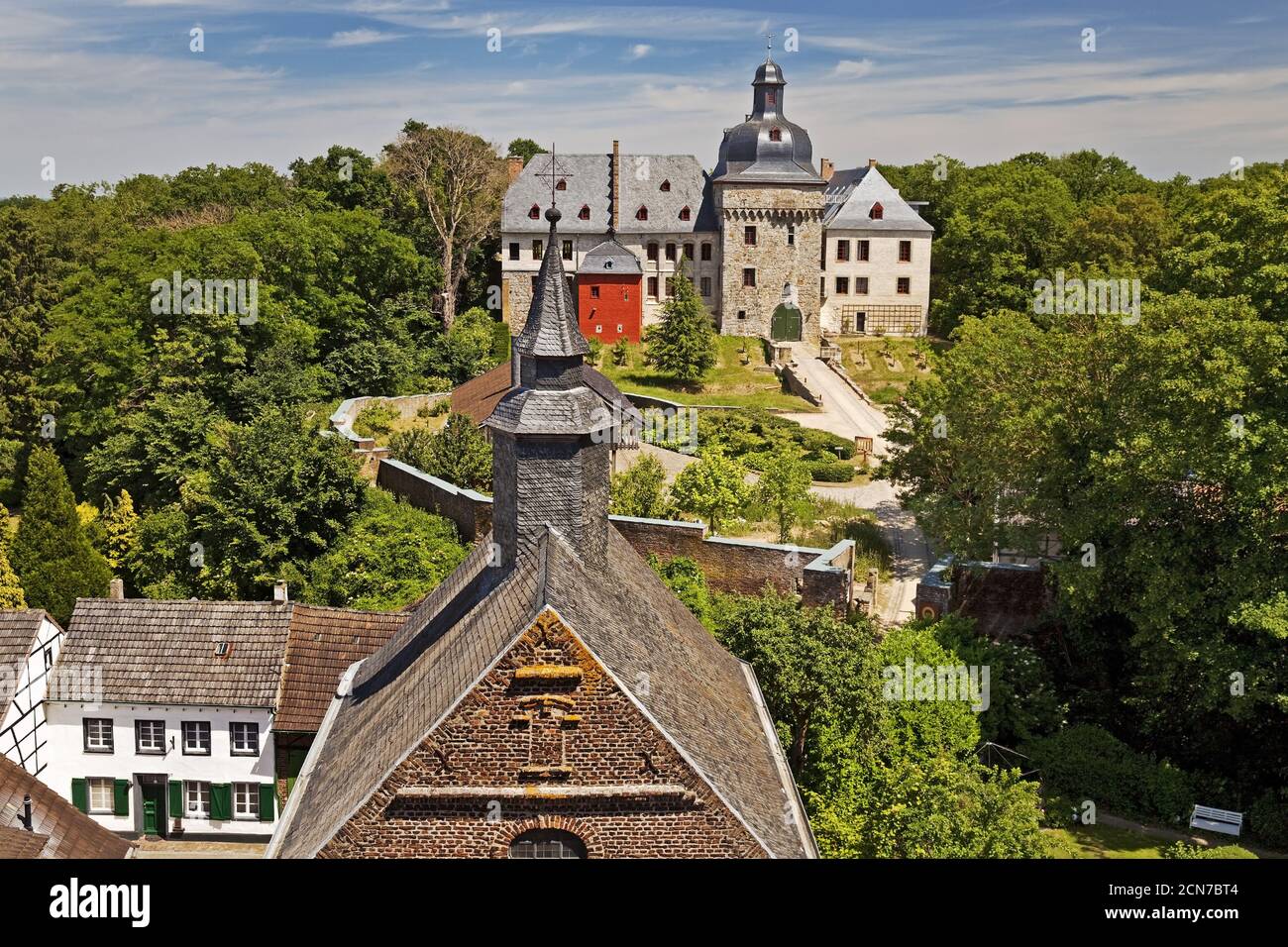 Liedberg Castle with the tower of the Liedberg Castle Chapel ...