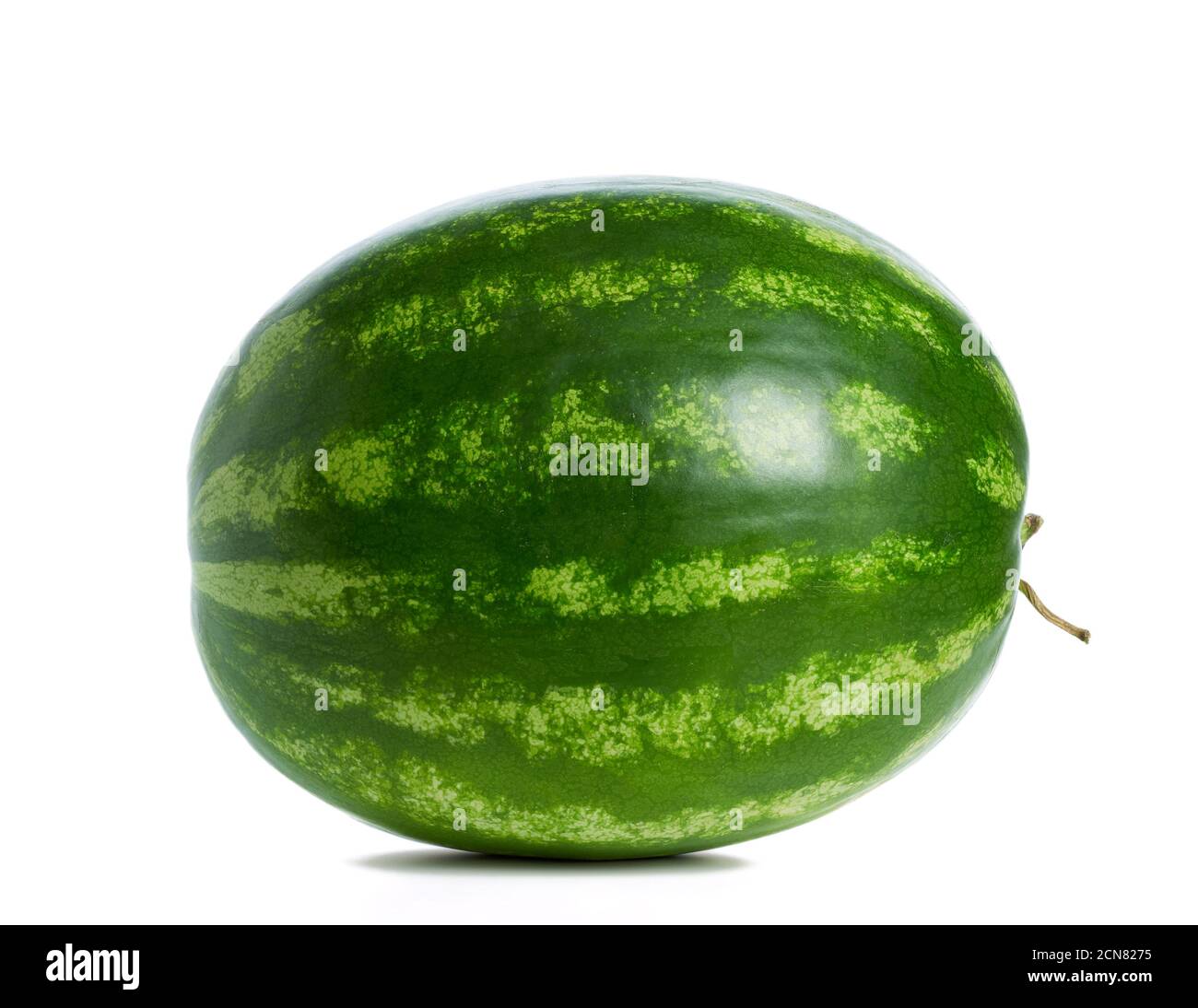 green striped whole round watermelon isolated on white background Stock ...